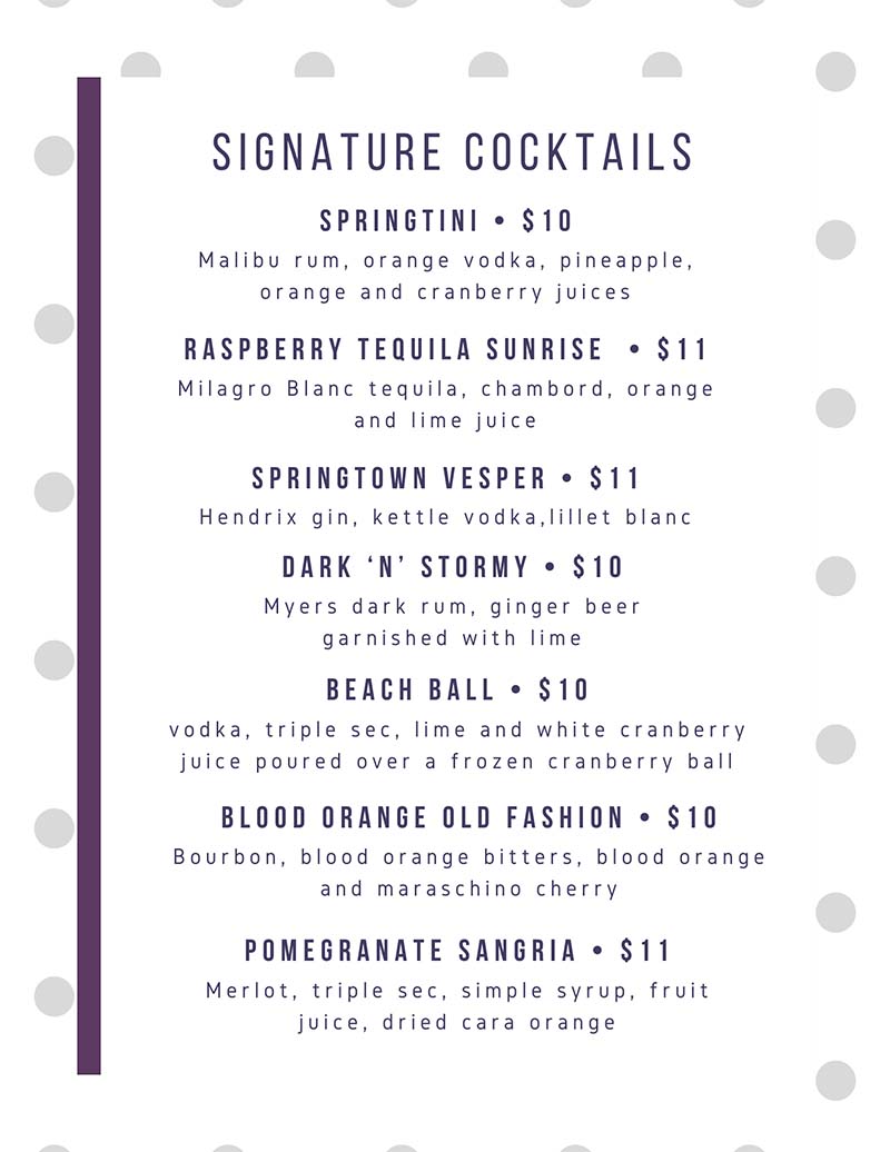 Menu | Springtown Inn