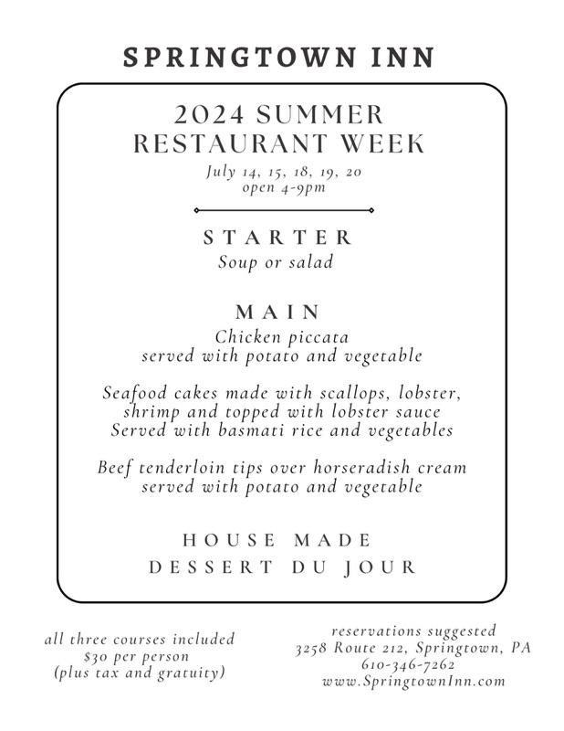 Menu | Springtown Inn