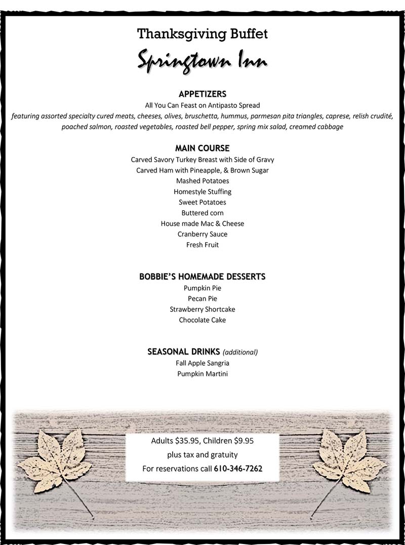 Menu | Springtown Inn