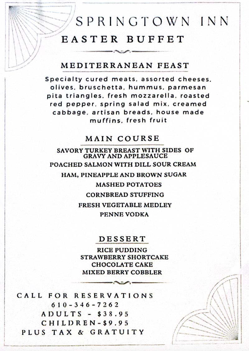 Menu | Springtown Inn